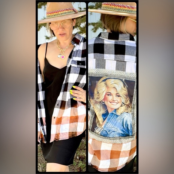 Tops | New Handmade Custom Bleach Dyes Dolly Parton Bling Screen Print ...